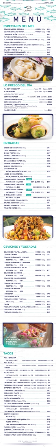 MENU – La Mar